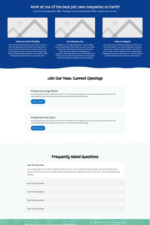 Employment Page Layouts | Webpage Layouts - Barketing Solutions